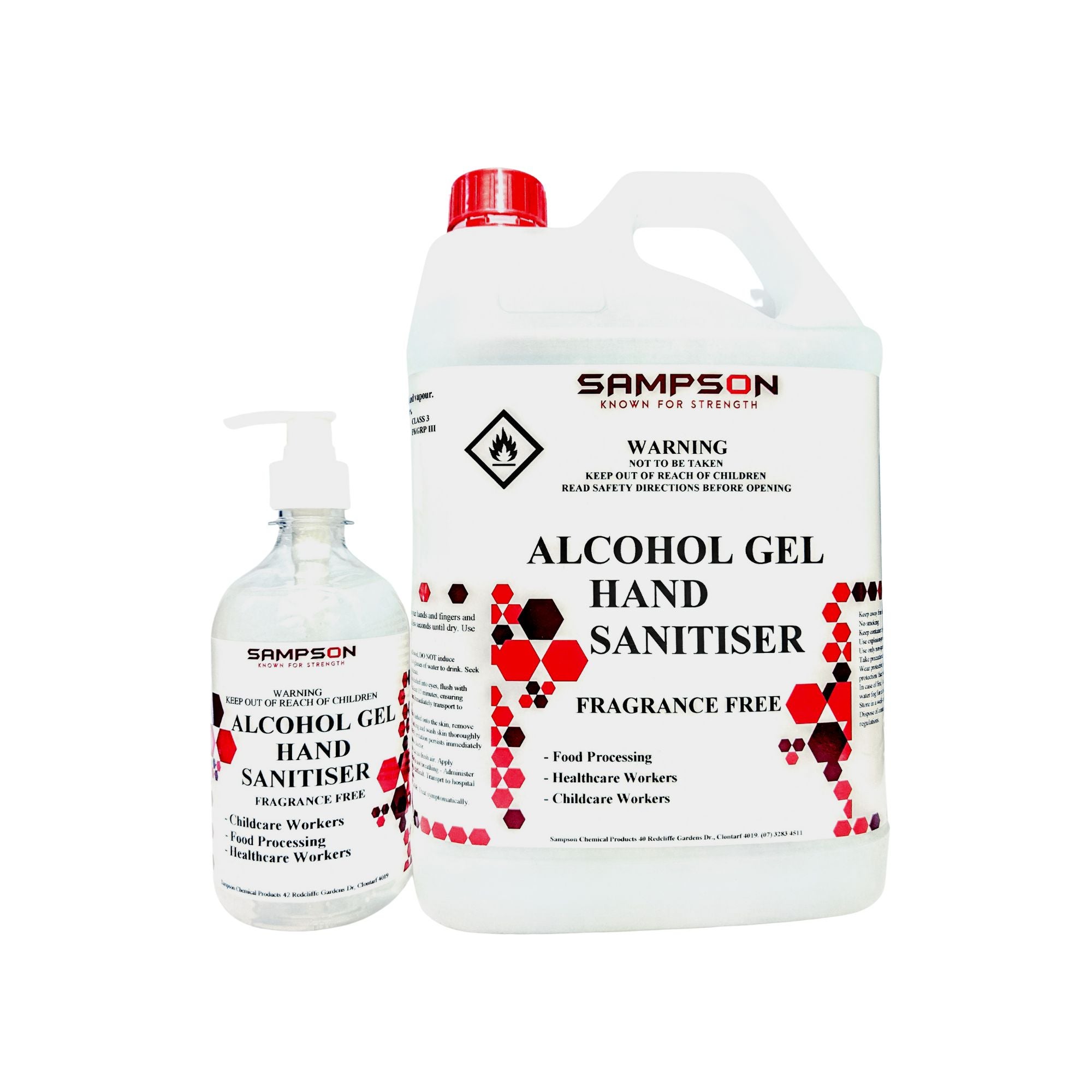 Hand Sanitiser Alcohol Gel Sampson 70% 5L & 500ml | Grubless Cleaning ...