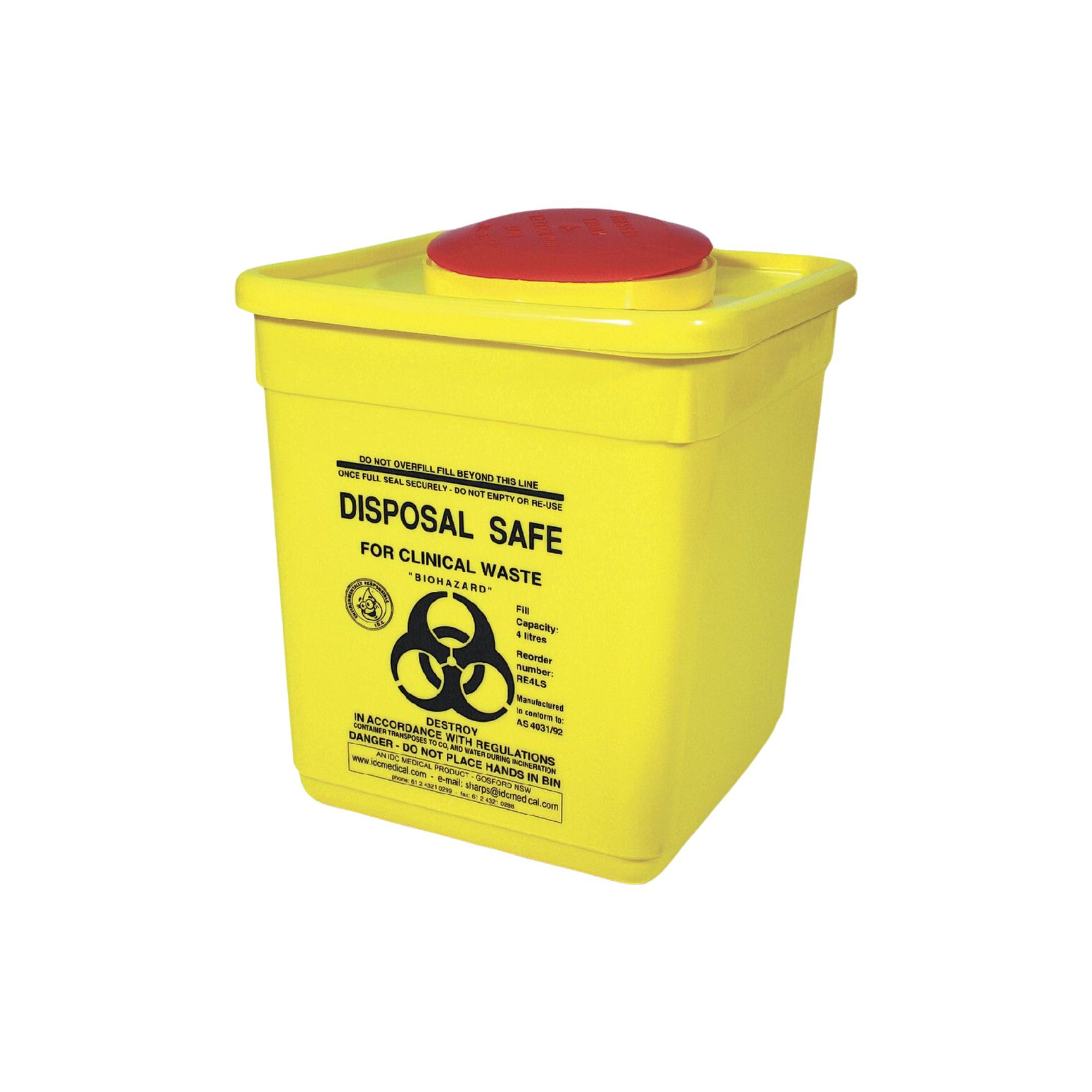 Sharps Disposal Safe for Clinical Waste Biohazard Bin 4L | Grubless ...